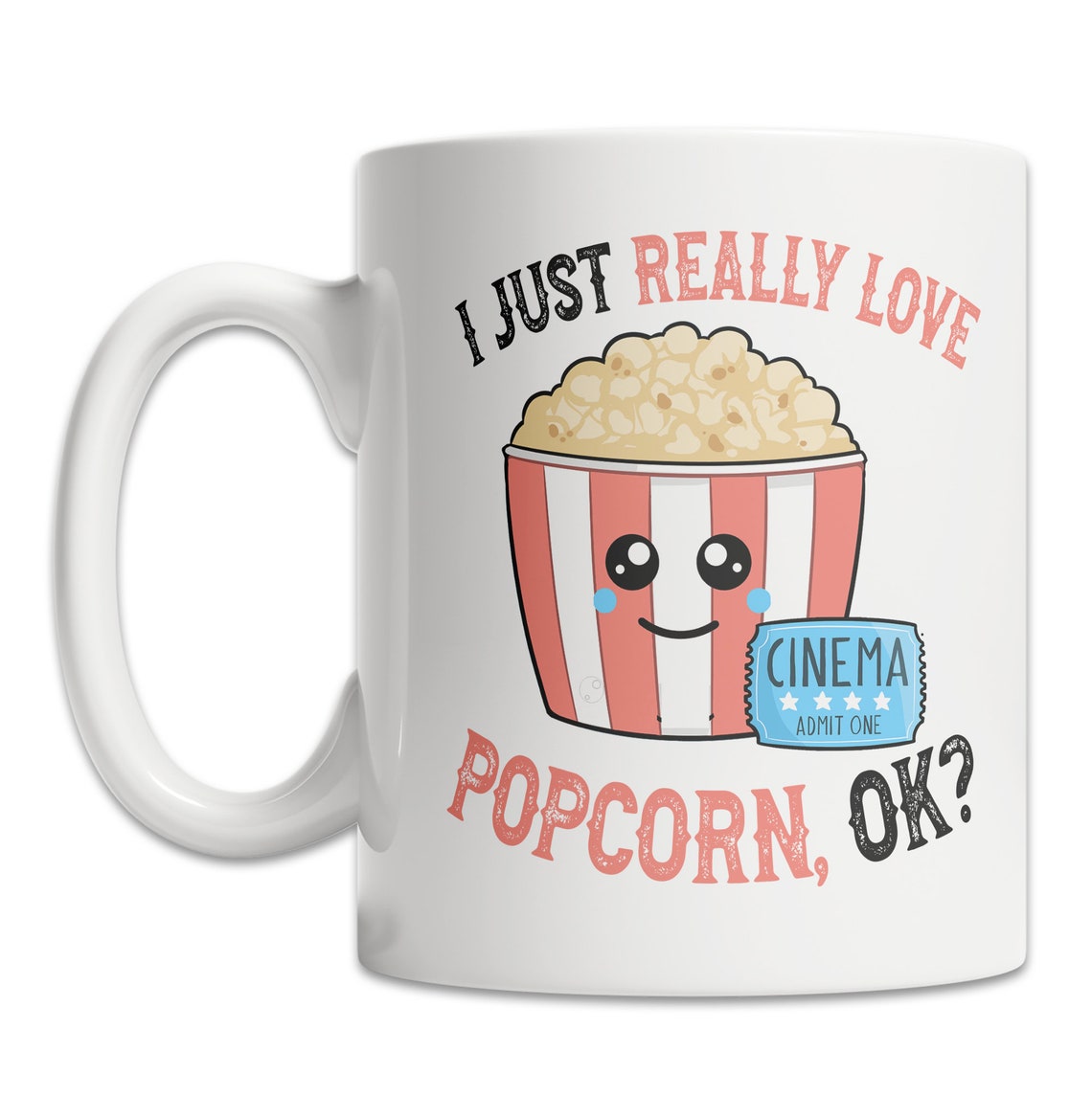 I Love Popcorn Mug Cute Popcorn Mug for Popcorn Lovers - Etsy