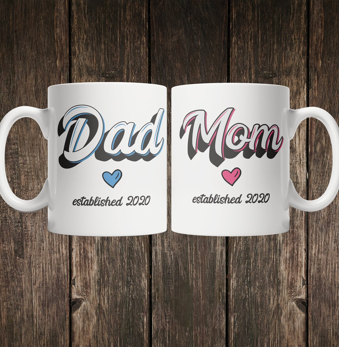 Cute New Mom Gift Cute New Dad Gift Matching Mom and Dad Mugs Nice ...