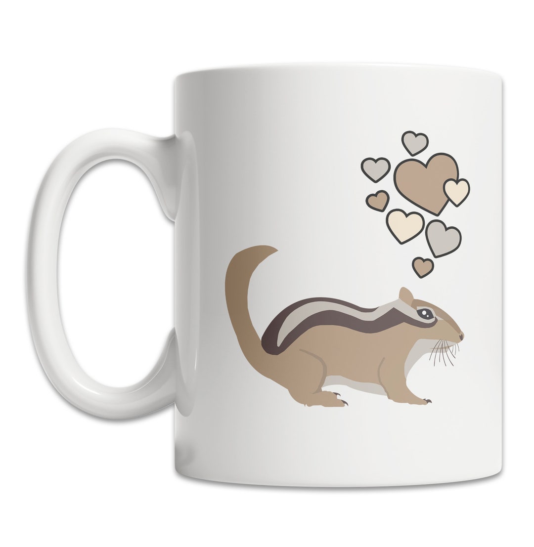 Cute Chipmunk With Hearts Mug Cute I Love Chipmunks Mug Cute Chipmunk ...
