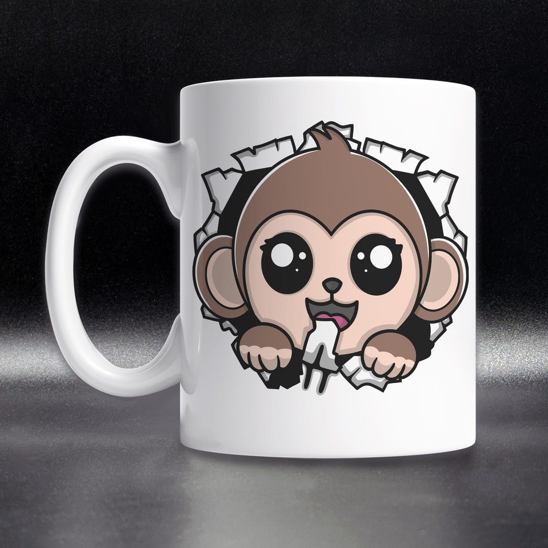 Cute Monkey Mug, Baby Monkey Gift, Kawaii Monkey Mug, Monkey Gift Women ...