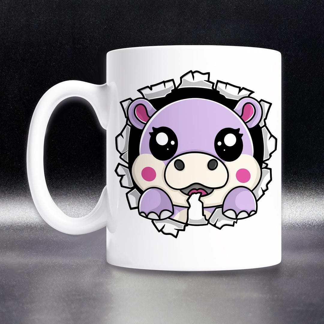 Cute Hippo Mug, Hippo Lover Gift, Kawaii Hippopotamus Coffee Mug, Zoo ...