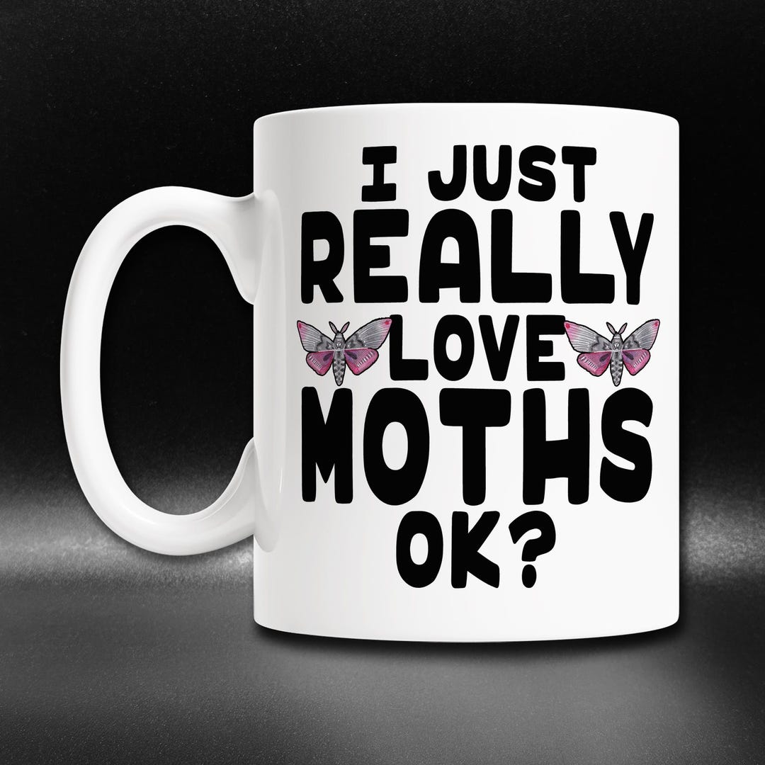 Cute Moth Mug, Moth Gift Idea for Moth Lovers, I Love Moths Coffee Mug ...