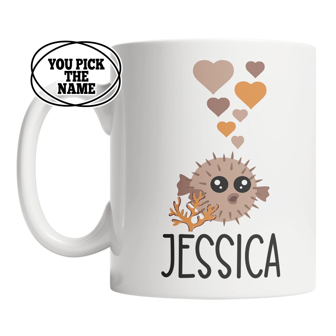 Personalized Pufferfish Mug - Custom Pufferfish Mug - Puffer Name Mug ...