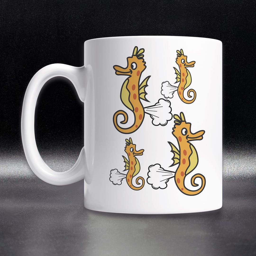 Farting Seahorse Mug, Cute Seahorse Gift for Seahorse Lovers, Seahorse ...