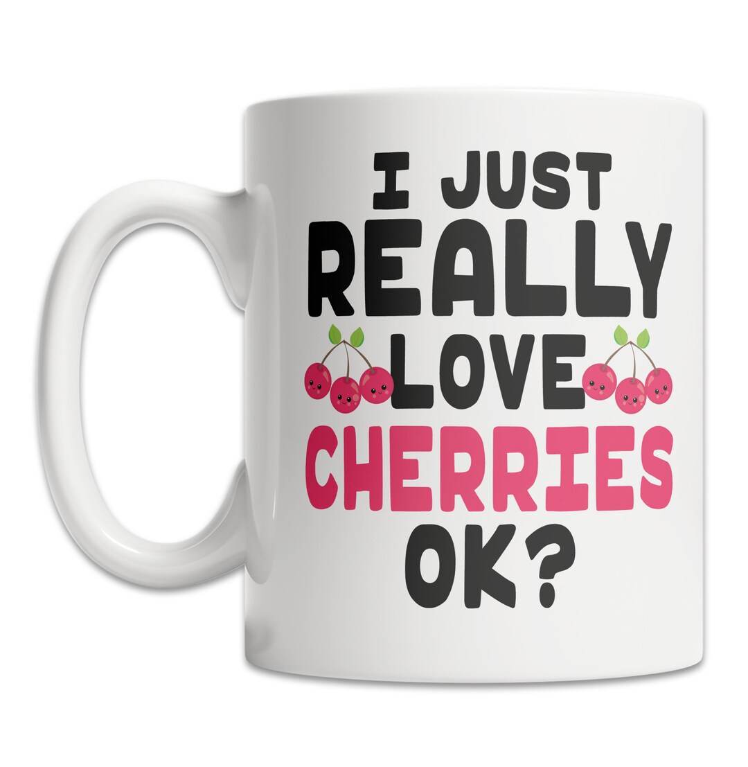 Kawaii Cherry Mug for Cherry Lovers - Cute Cherry Gift Mug - I Love ...