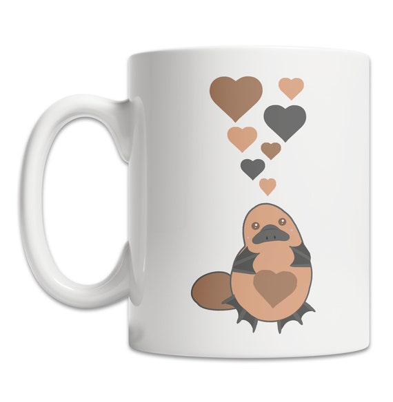 Cute Platypus With Hearts Mug Cute I Love Platypuses Mug | Etsy
