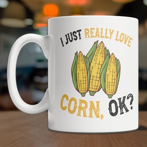 I Love Corn Mug - Cute Corn Mug for Corn Lovers - Corn on the Cob Gift ...