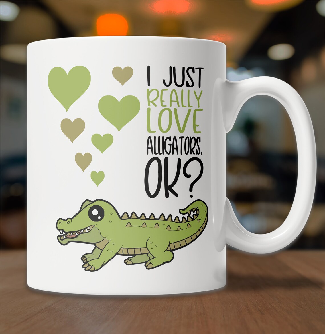 Cute Alligator With Hearts Mug Cute I Love Alligators Mug | Etsy