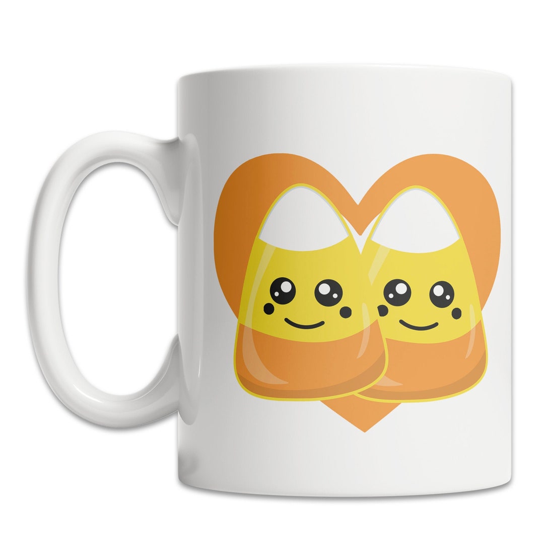 Candy Corn Heart Mug | I Love Candy Corn Coffee Mug | Cute Halloween ...