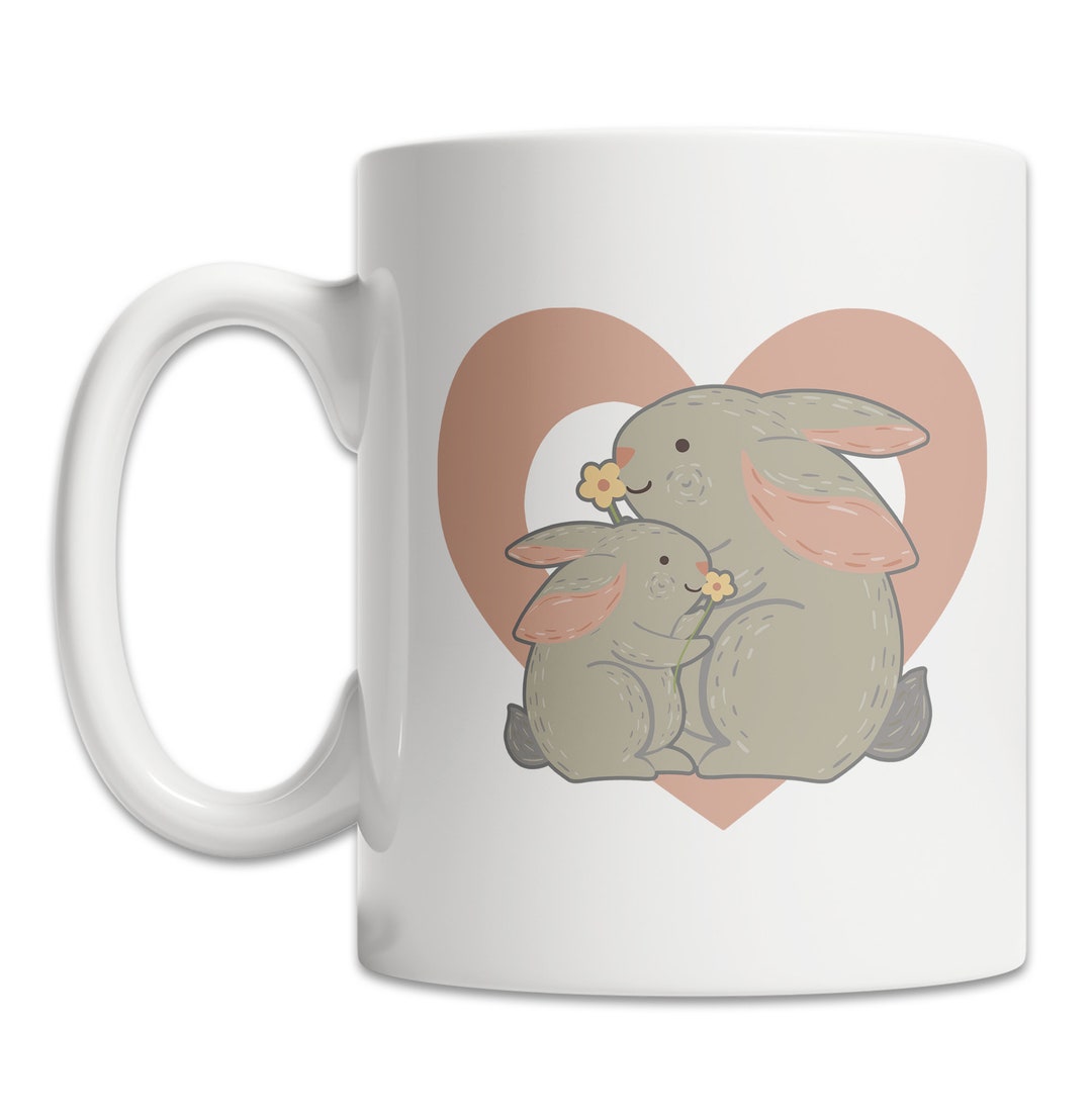 Rabbit Heart Mug I Love Rabbits Mug Kawaii Bunny Mug Rabbit Lover Mug ...