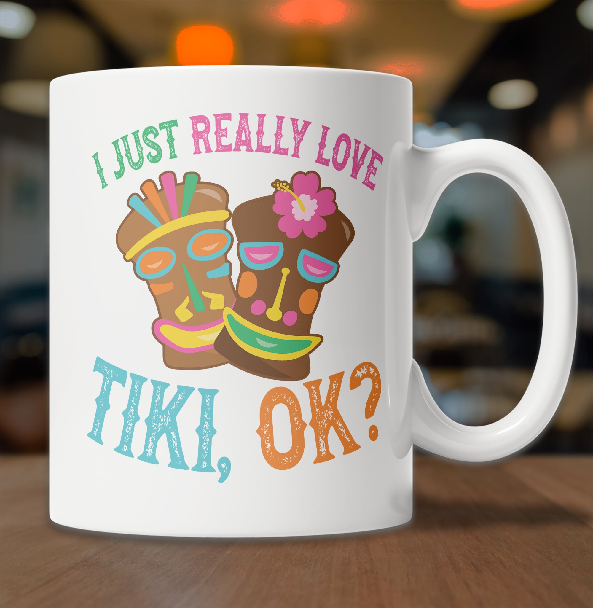 I Love Tiki Mug Cute Tiki Mug for Tiki Lovers Funny Tiki - Etsy