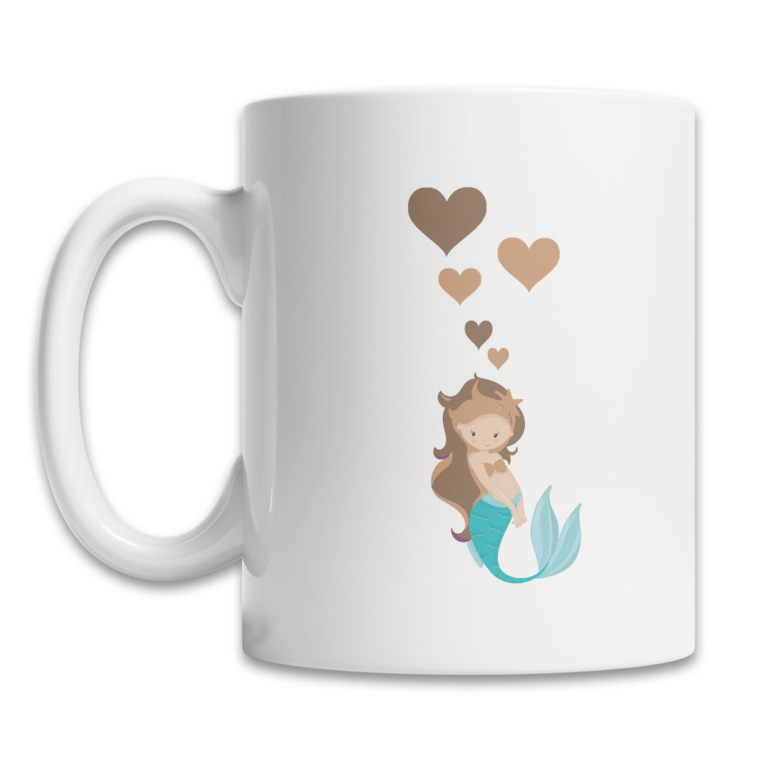 Brown Hair Mermaid Coffee Mug Love Mermaids Mug Cute Mermaid Mug Pretty ...