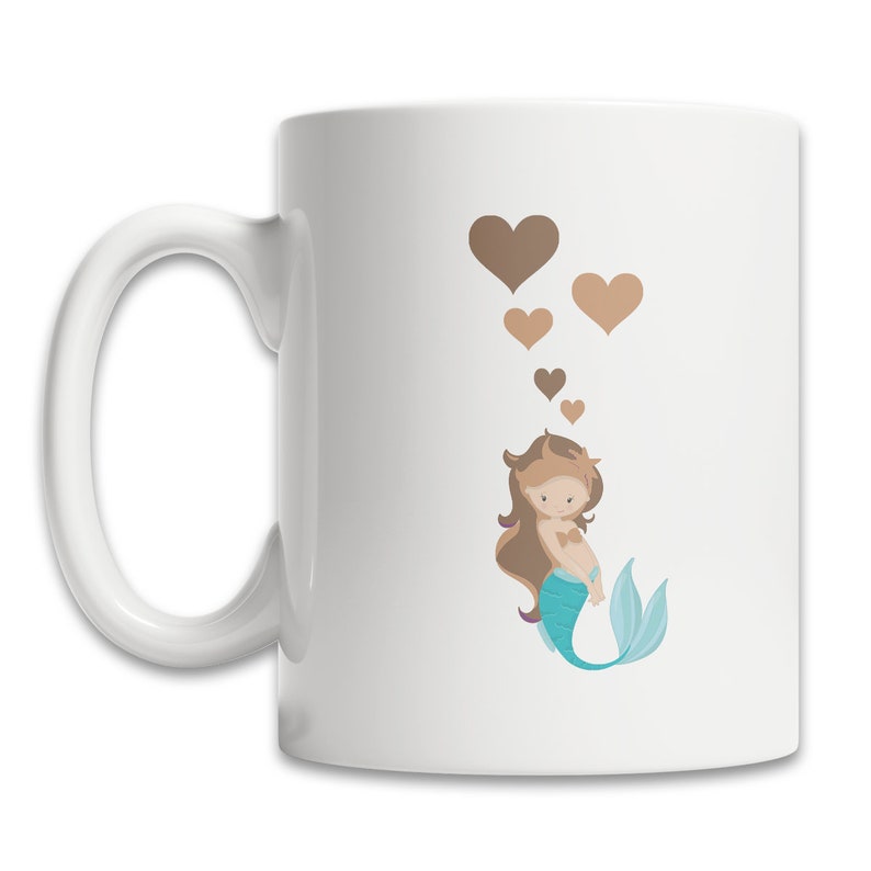 Brown Hair Mermaid Coffee Mug Love Mermaids Mug Cute - Etsy