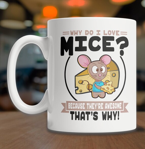 I Love Mice Mug Cute Mouse with Cheese Mug Cool Mouse | Etsy