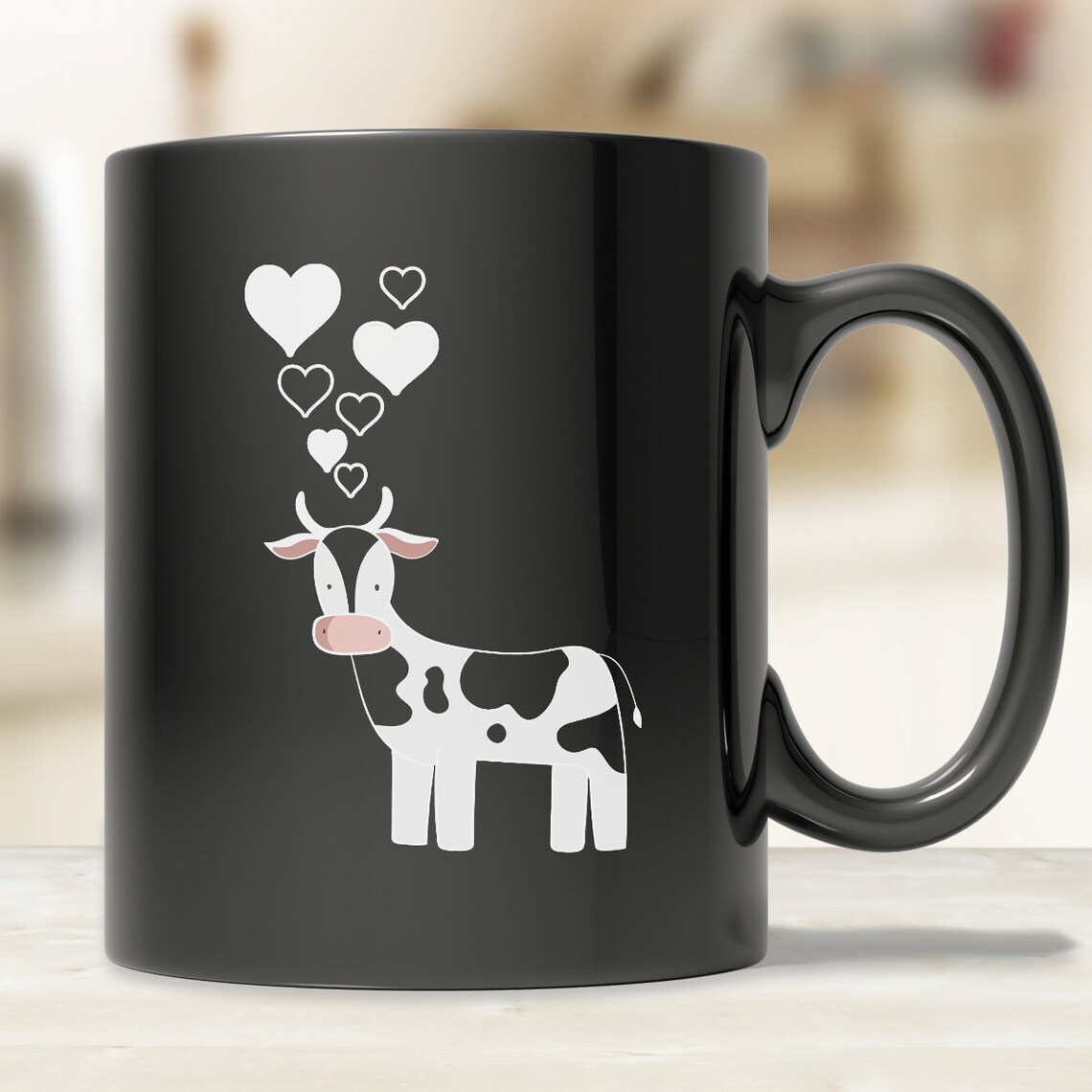 Cute Cow Coffee Mug Black Funny Cow Mug Cow Love Mug - Etsy