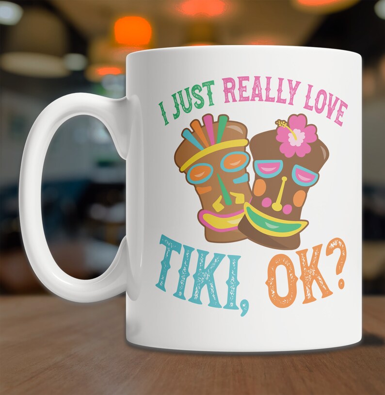 I Love Tiki Mug Cute Tiki Mug for Tiki Lovers Funny Tiki | Etsy