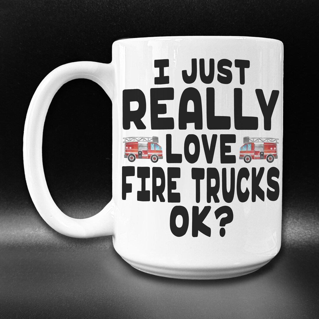 Cute Fire Truck Mug, Fire Truck Gift for Fire Truck Lovers, Fireman ...