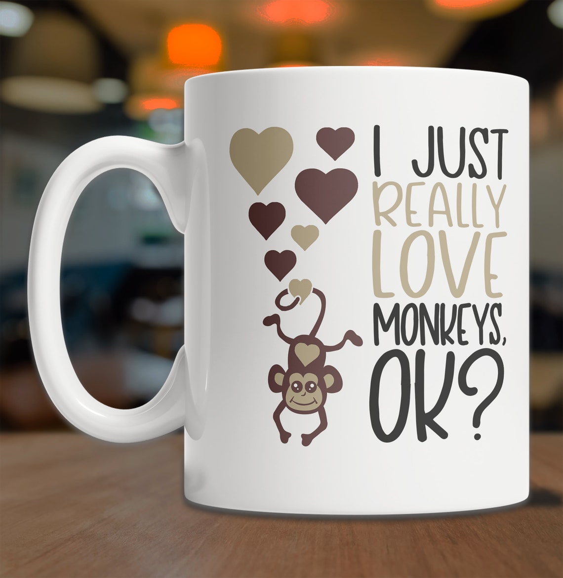 I Really Love Monkeys Mug I Love Monkeys Mug Cute Monkey | Etsy