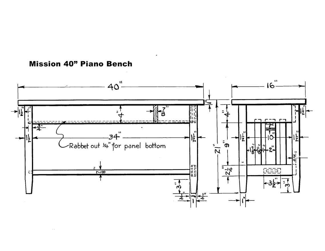 36 Printable Vintage Mission Furniture Plans Printable Digital Download Hi Res 300dpi PDF, PNG ...