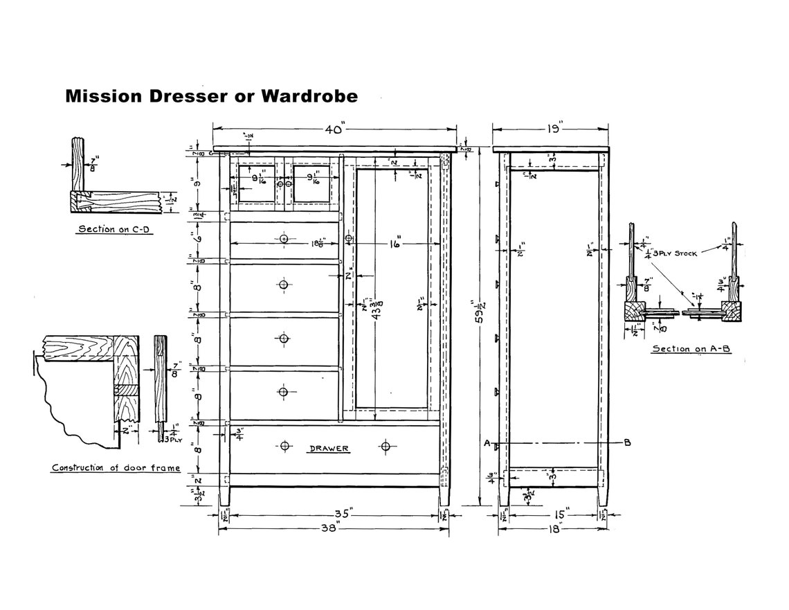 36 Printable Vintage Mission Furniture Plans Printable Digital Download Hi Res 300dpi PDF, PNG ...