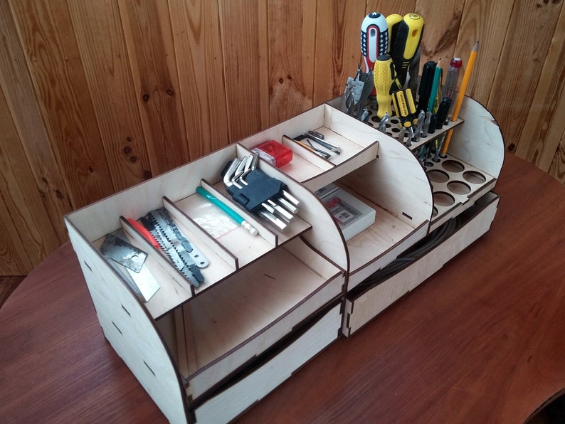 Desk Organizer Tool Holder Pen Holder Wood makeup organizer | Etsy