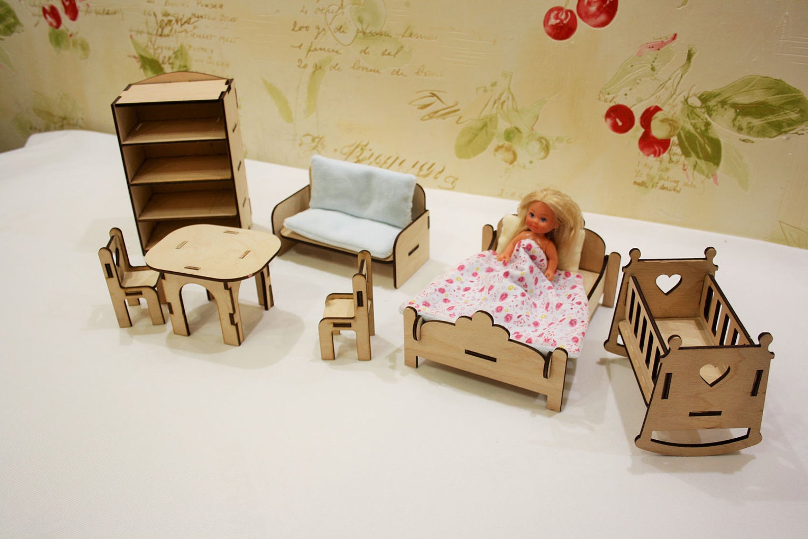 Wooden Dollhouse Furniture Set of Furniture for Dollhouse Dollhouse ...