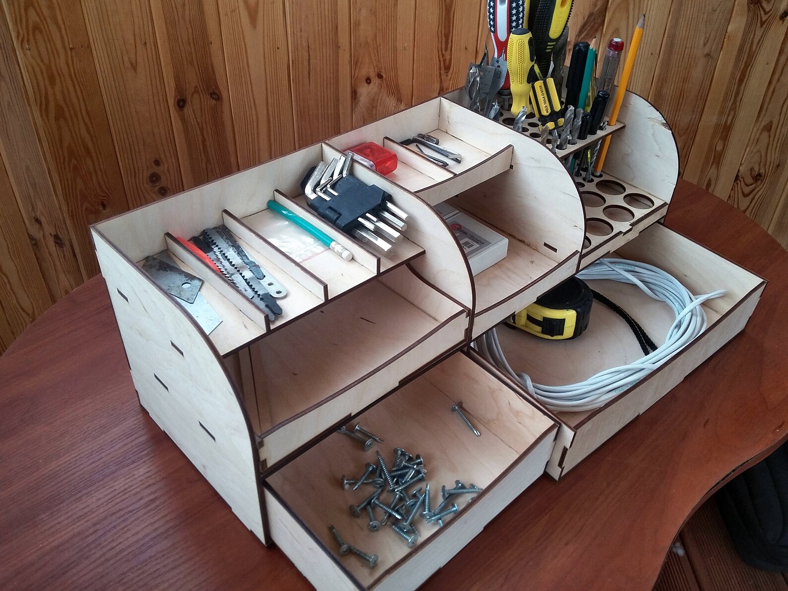 Desk Organizer Tool Holder Pen Holder Wood Makeup Organizer - Etsy