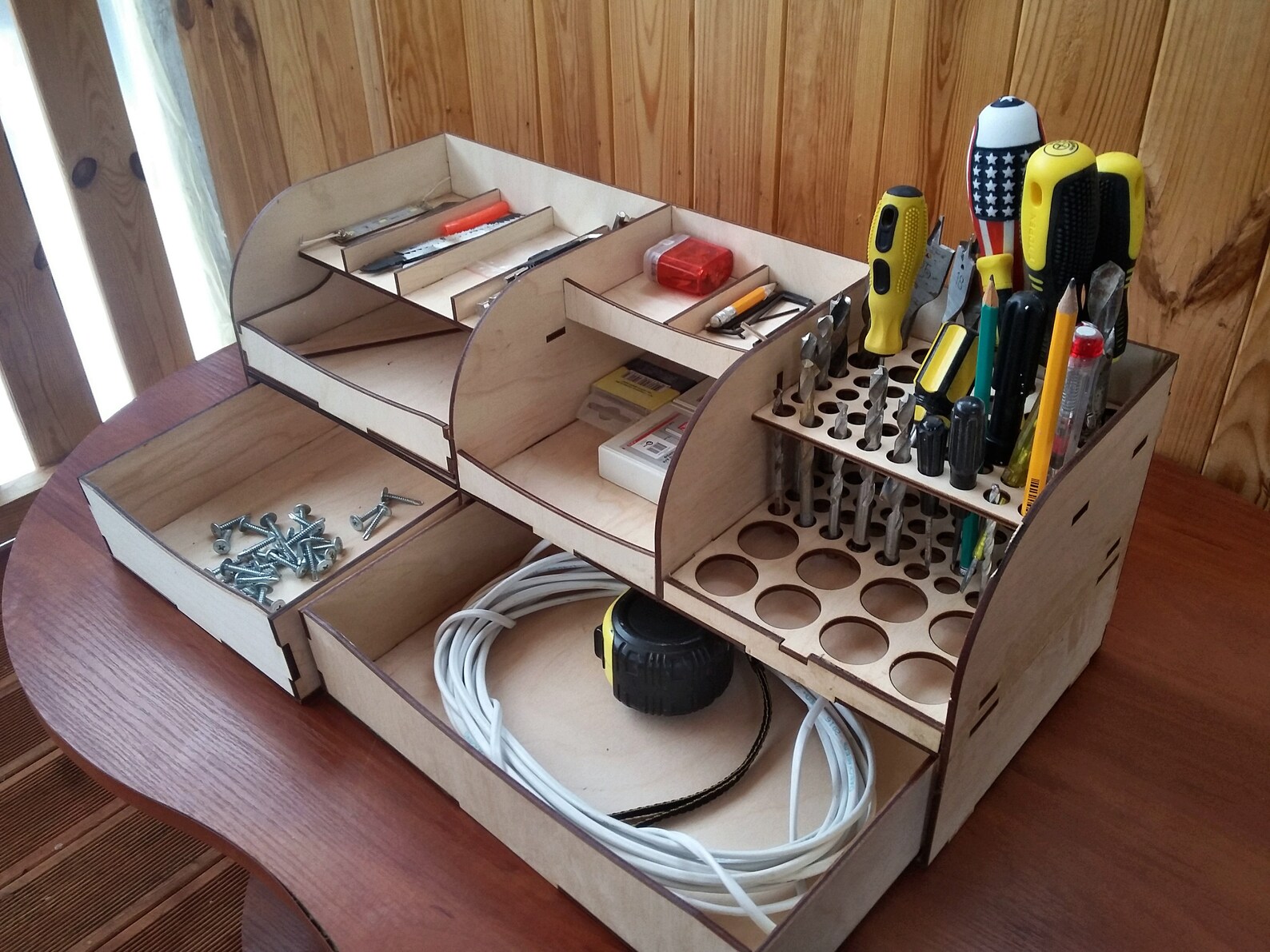 Desk Organizer Tool Holder Pen Holder Wood Makeup Organizer - Etsy