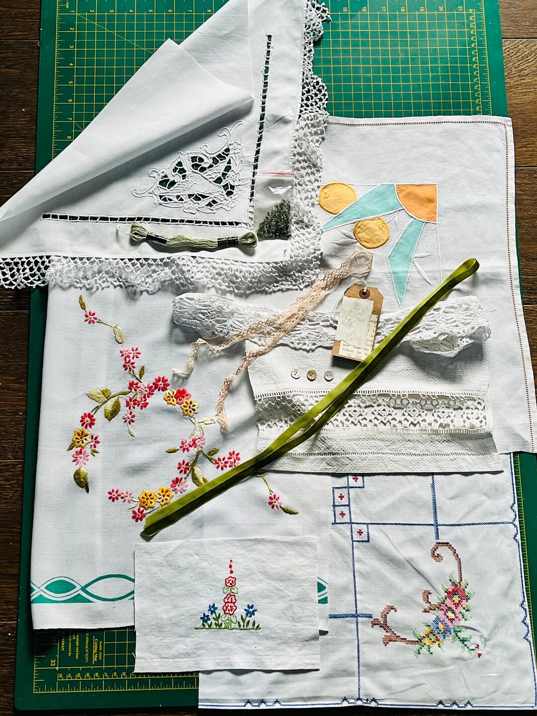 Creative Box of Vintage Embroidery Pieces - Etsy