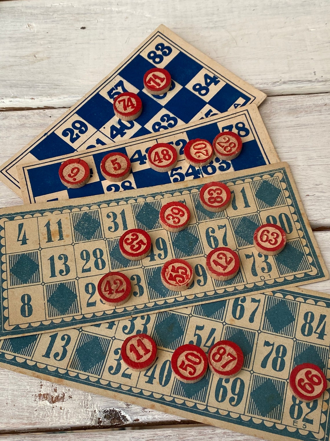 Vintage Lotto numbers & cards selection of 4 cards and 18 | Etsy