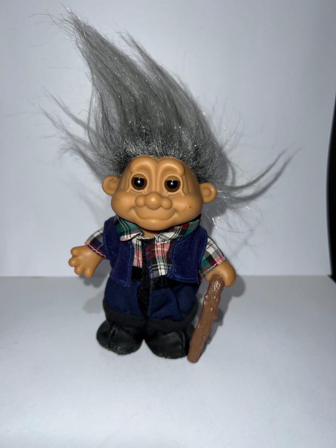 RUSS Grandpa Old Man Troll Gray Hair Cane 1990s Doll Toy Figure - Etsy