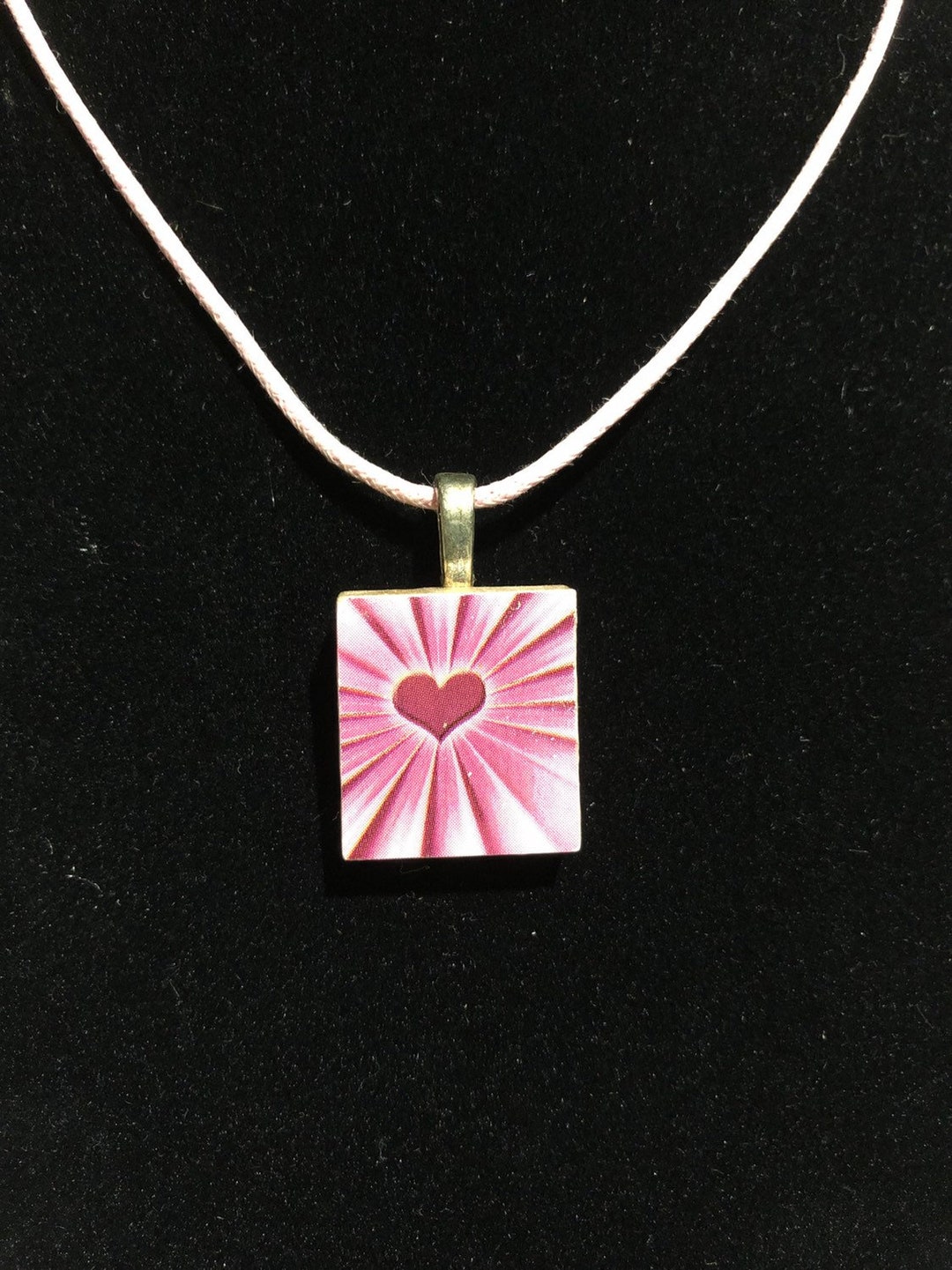 Pink Heart Scrabble Tile Pendant - Etsy