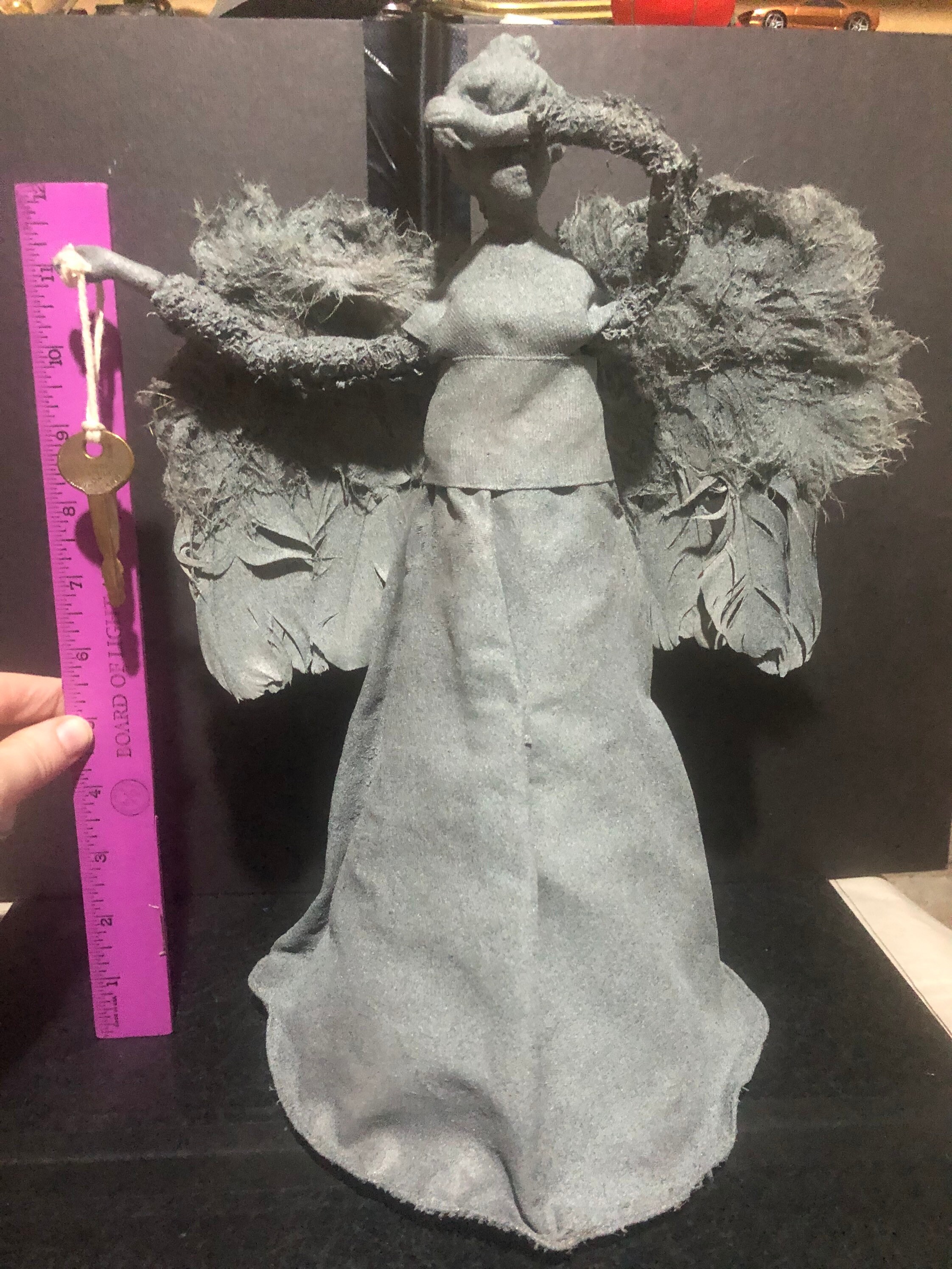 Doctor Who Inspired Weeping Angel Tree Topper 13.5” Feathered Wings and ...
