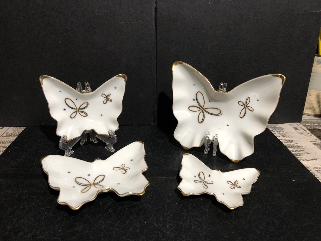Butterfly Shaped Dish Set Atomic Pattern Marked Japan - Etsy