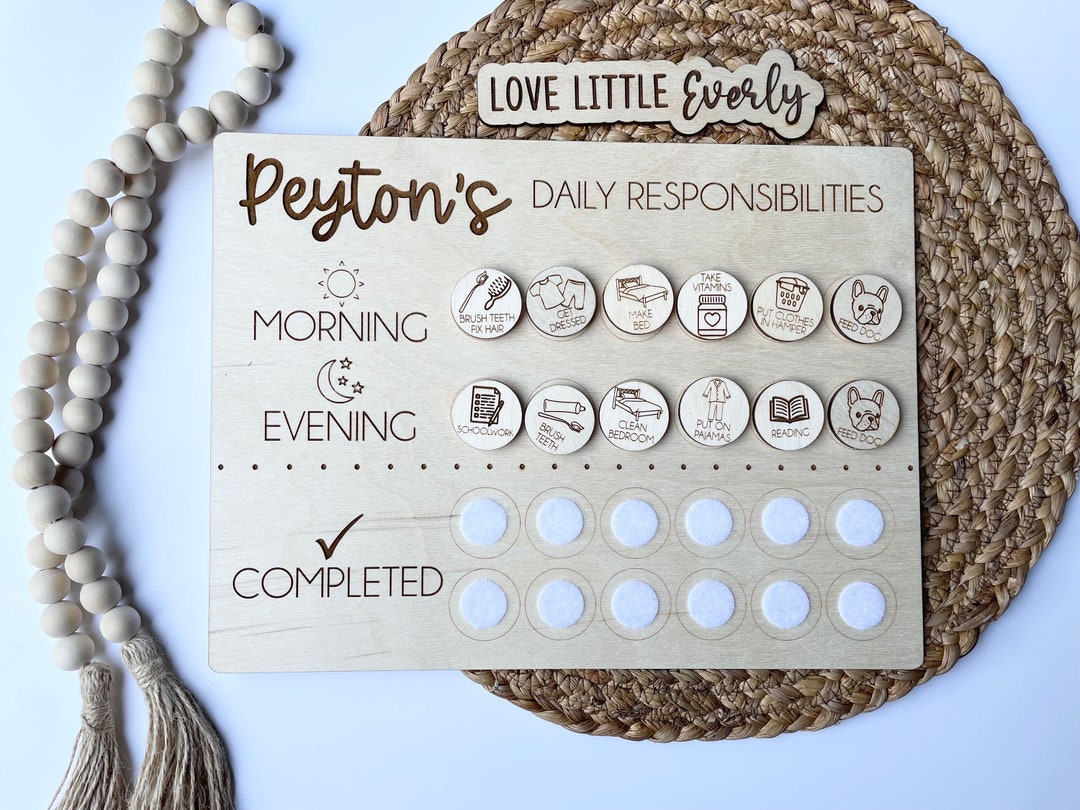 Custom Wooden Chore Chart – Montessori Visual Routine, Interchangeable ...