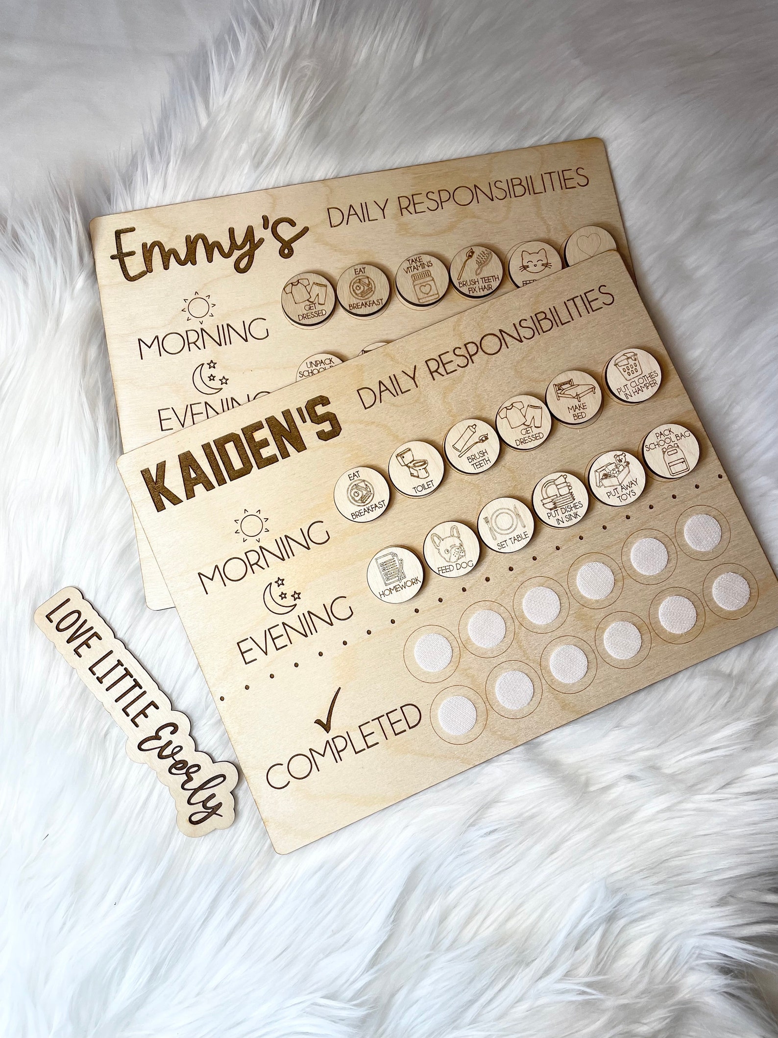 Custom Wooden Chore Chart – Montessori Visual Routine, Interchangeable ...