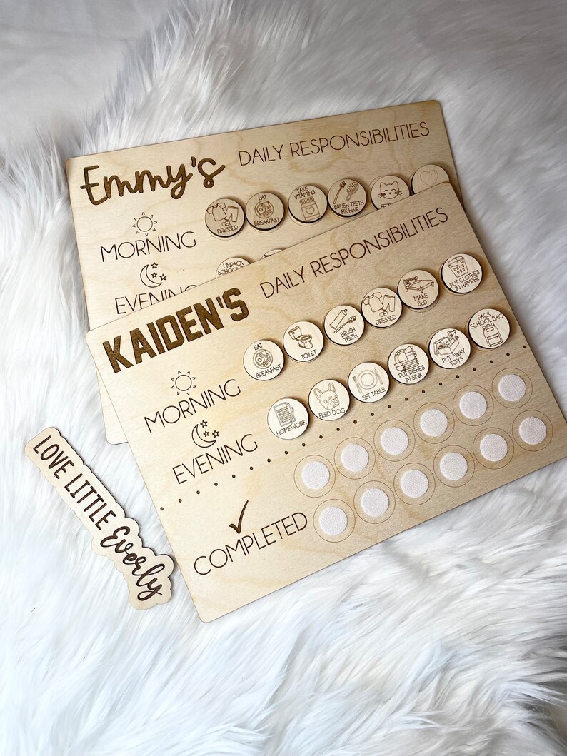 Custom Wooden Chore Chart – Montessori Visual Routine, Interchangeable ...