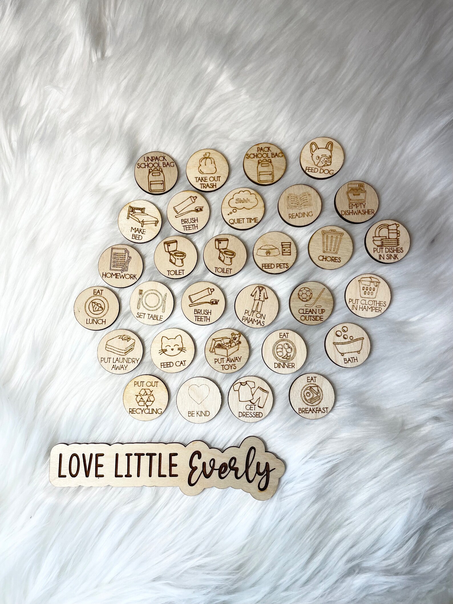 Custom Wooden Chore Chart – Montessori Visual Routine, Interchangeable ...