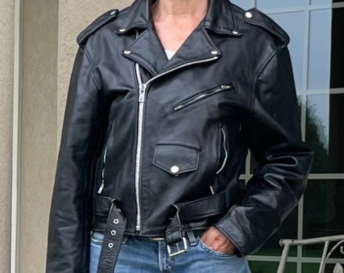 Vintage Black Leather Motorcycle Jacket Unisex - Etsy