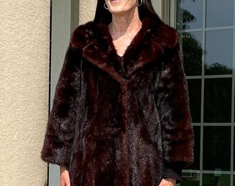 Vintage Genuine Dark Brown Swing Light Weight Petite Mink Fur Jacket ...