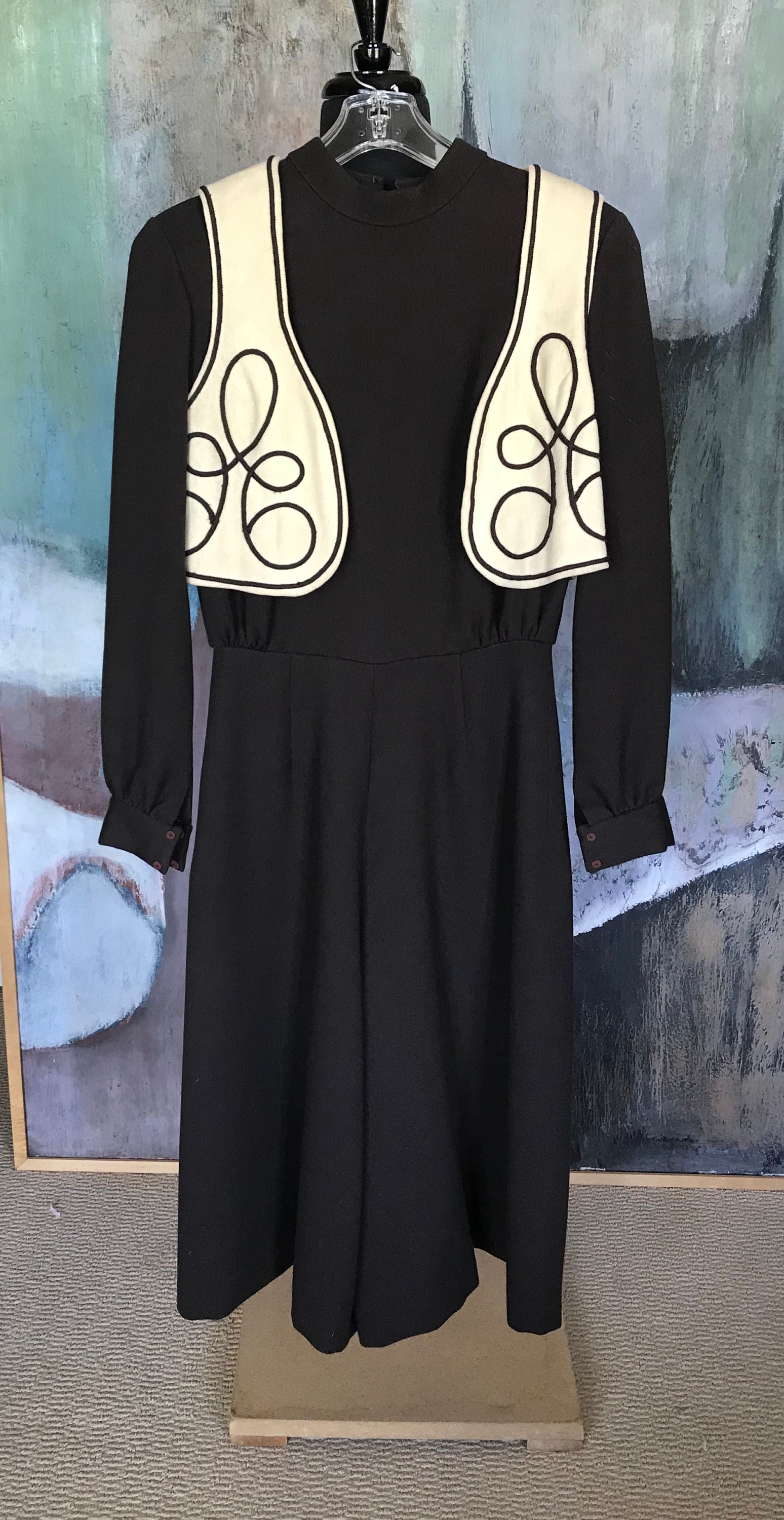 Vintage Modern Brown Wool Jumpsuit Matching Vest - Etsy