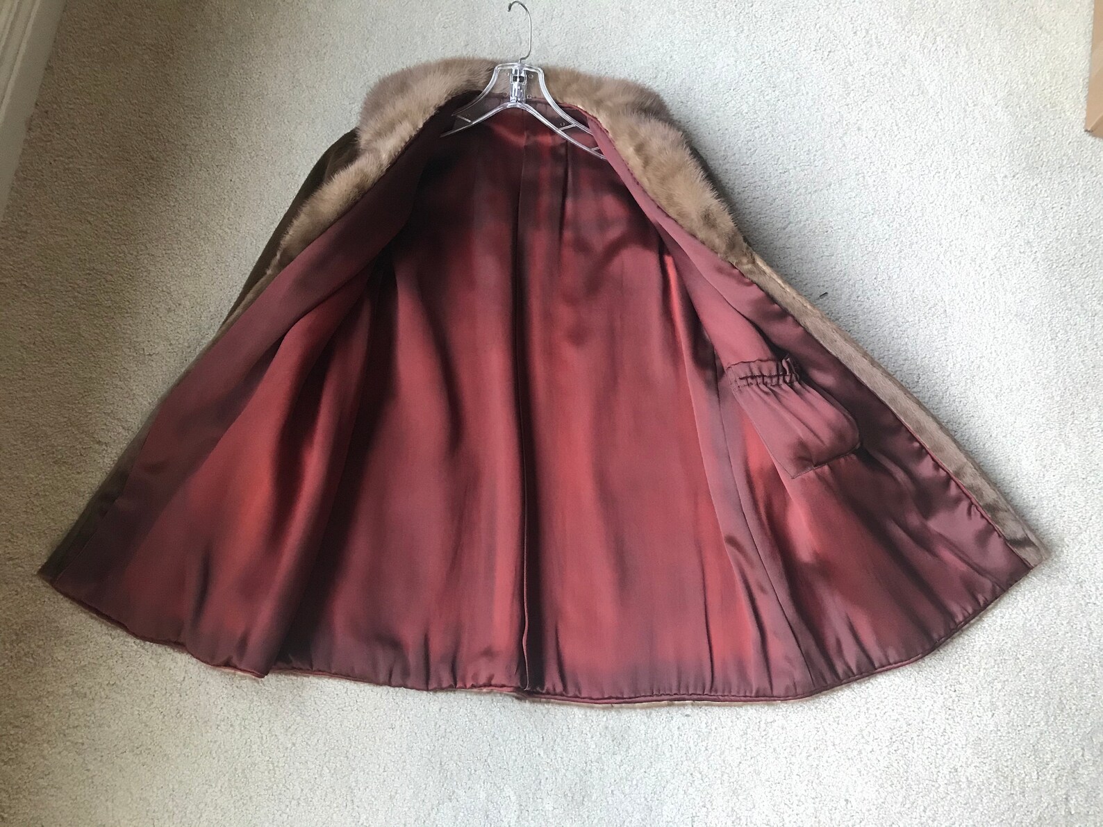 Vintage Brown Pony Horse Hair Fur Coat Jacket Mink Fur Collar - Etsy