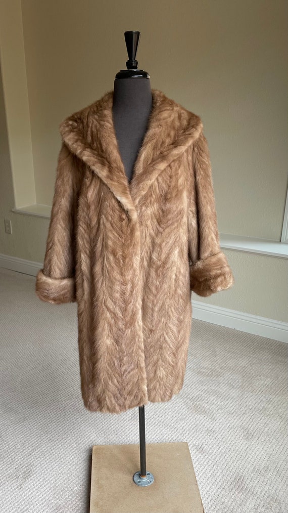 Vintage 3/4 Length Tan Beige Autumn Haze Mink Fur Coa… - Gem
