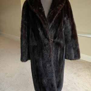 Vintage Long Dark Brown Mink Fur Coat Shawl Collar - Etsy