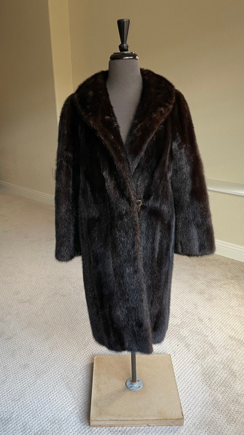 Vintage Long Dark Brown Mink Fur Coat Shawl Collar - Etsy
