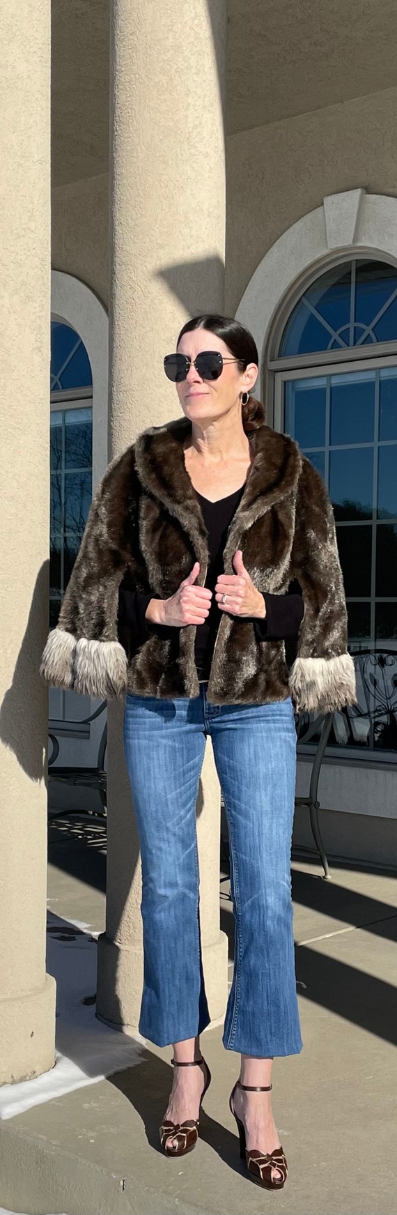 Vintage Brown Fur Cape Open Size - Gem