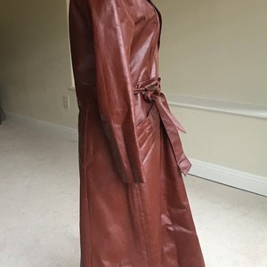 Vintage Modern Rust Brown Leather Trench Coat Belted - Etsy