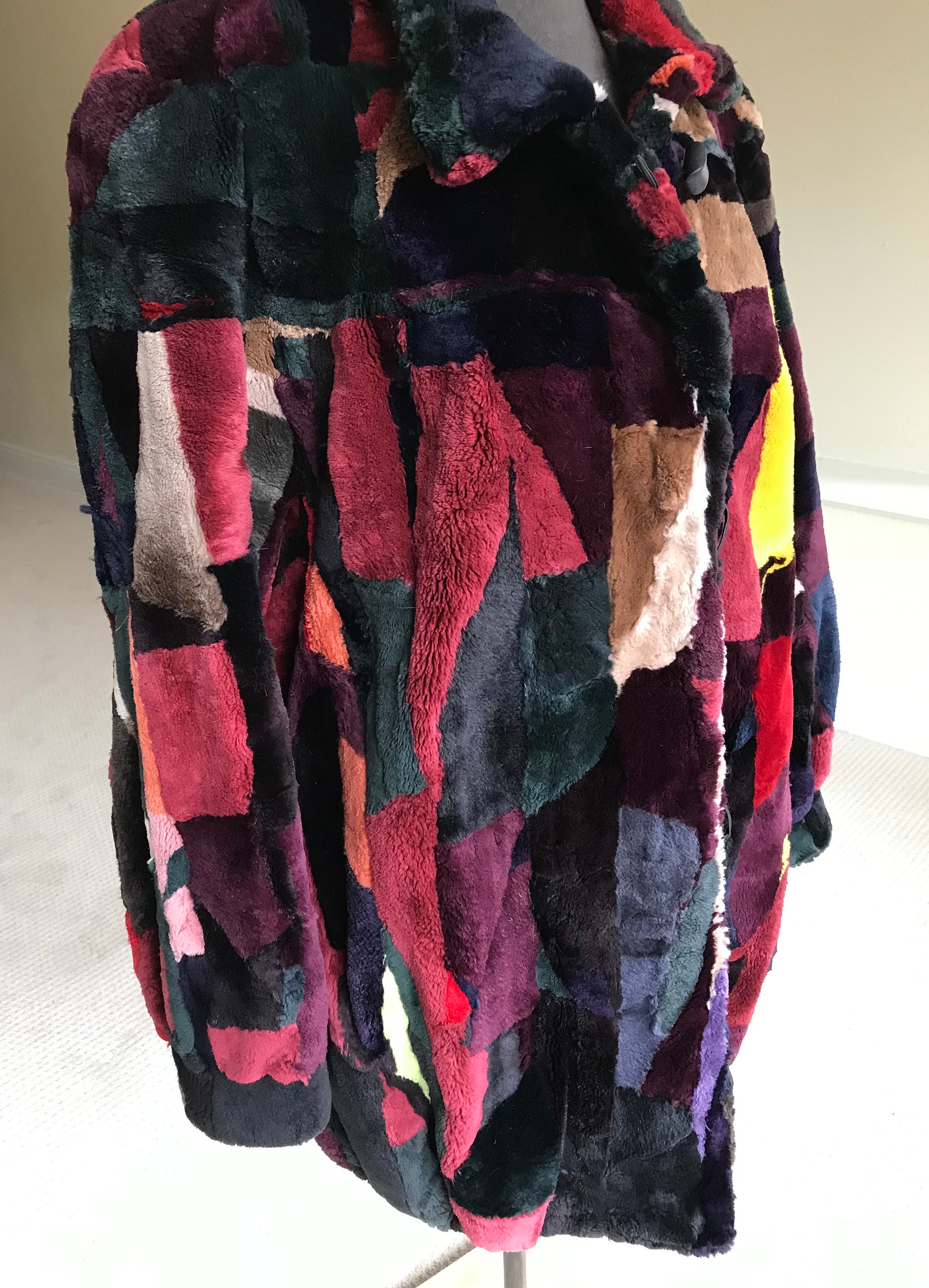 Vintage Multi Color Patchwork Sheared Beaver Fur Coat | Etsy