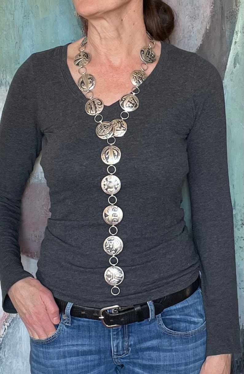 Vintage Navajo Native American Hopi Sterling Silver Engraved Concho ...