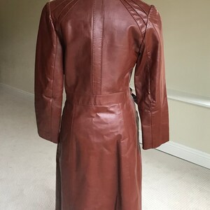 Vintage Modern Rust Brown Leather Trench Coat Belted - Etsy
